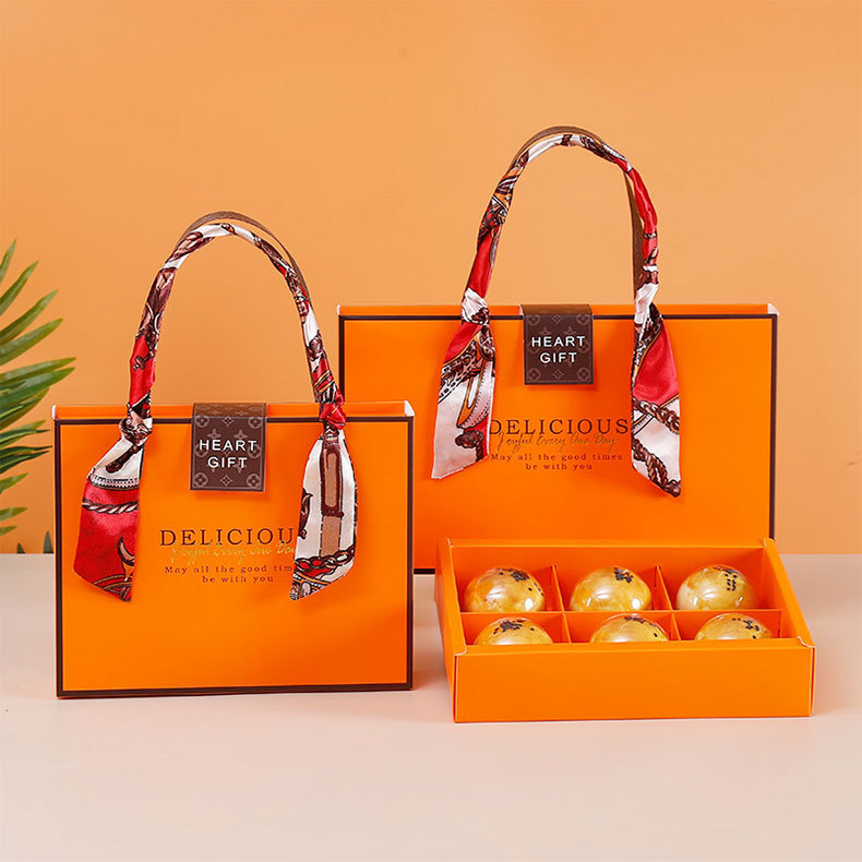 高级月饼盒子/Premium Modern Style Mooncake Box Packaging/Orange Colour ...