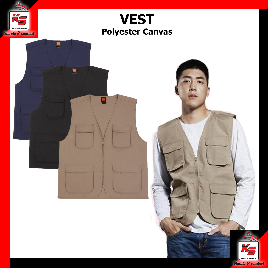 Oren Sport Fishing Vest Jacket / NGO Unisex Polyester Canvas Black ...
