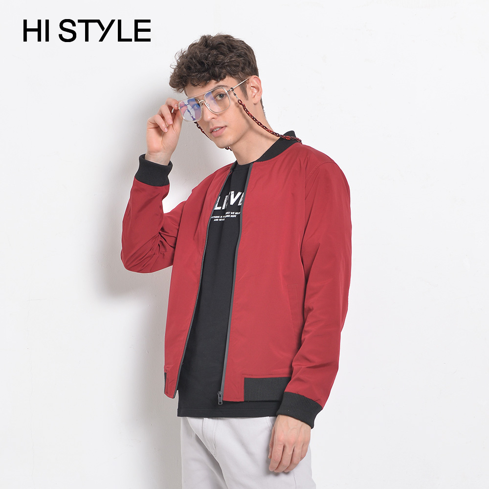 HI STYLE Men Long Sleeve Bomber Jacket - Maroon - ACH2H3709 / Jaket ...