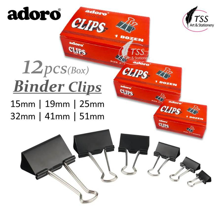 ADORO Binder Clips (1Dozen) | Book Binding Clips | Office equipment ...