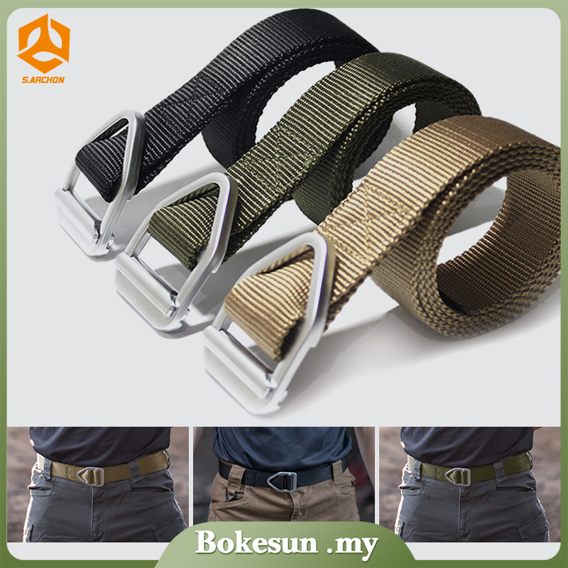 S Archon Men's Tactical Belt Canvas Double Ring Buckle Waistband Casual ...