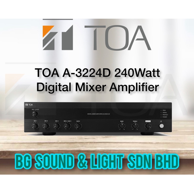 TOA Amplifier A-3224D 240Watt Mixer Power Amplifier with Four mic inputs or Two Aux Inputs and ...