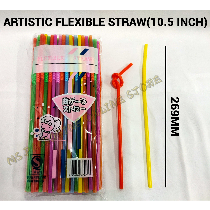 10" Art Straw / Flexible Art Straw / Flexible Straw (100pcs± ...