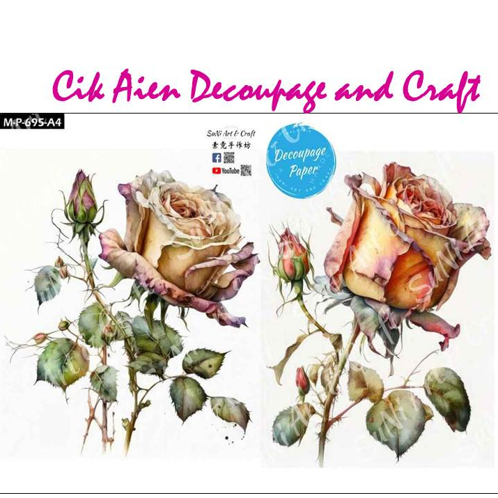 SuNi Art and Craft Malaysia Decoupage Paper with Roses and Flower ...