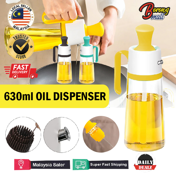 2in1 Oil Dispenser Bottle With Silicone Brush 630ml Measuring Scale ...