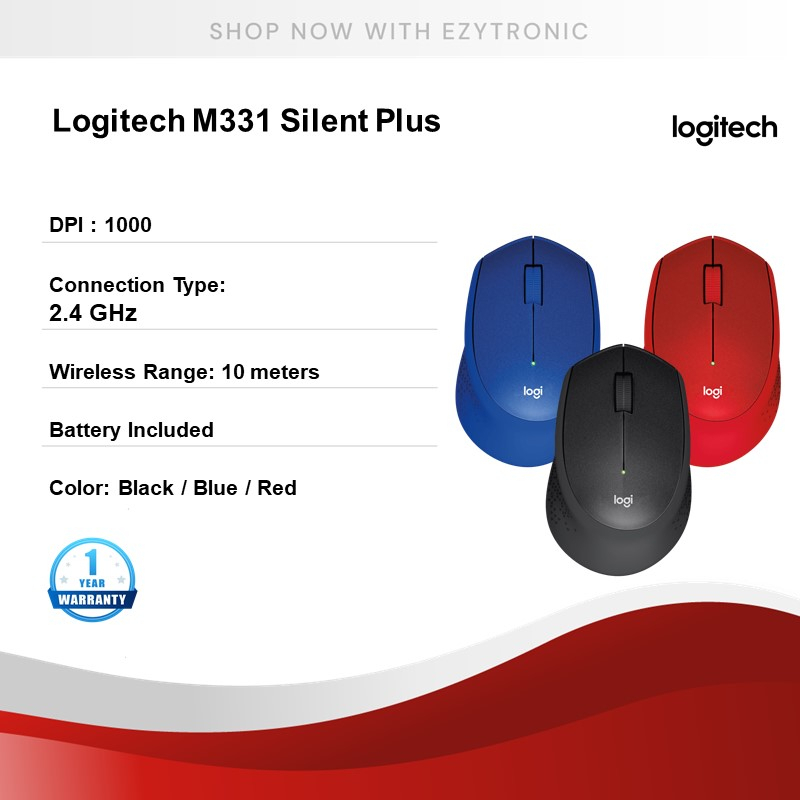 Logitech M331 Silent Plus Mouse - 1000 dpi | USB - 1 Year Warranty ...