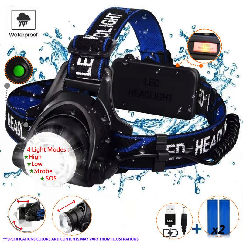 Premium OEM LED Headlight Rechargeable High Power HeadLamp | Shopee ...