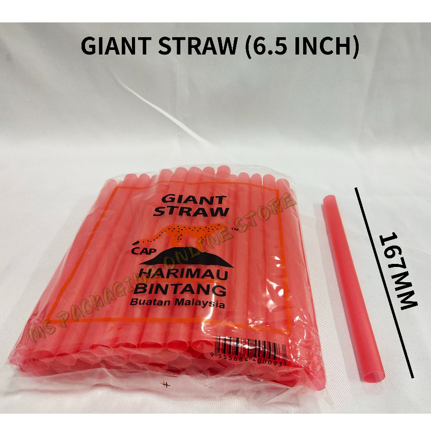 6.5" Giant Straw (50pcs±) Drinking Straw ( colour ) Disposable Plastic ...