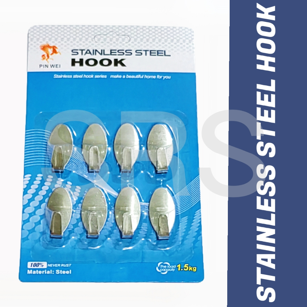 Stainless Steel Hooks (8pcs) Clothes Hooks | Shopee Malaysia