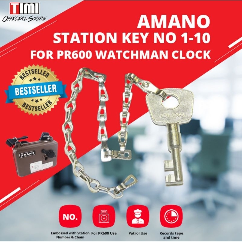 Amano Station Key Kunci Amano *No.1-10 - For Amano Watchman Clock Amano ...