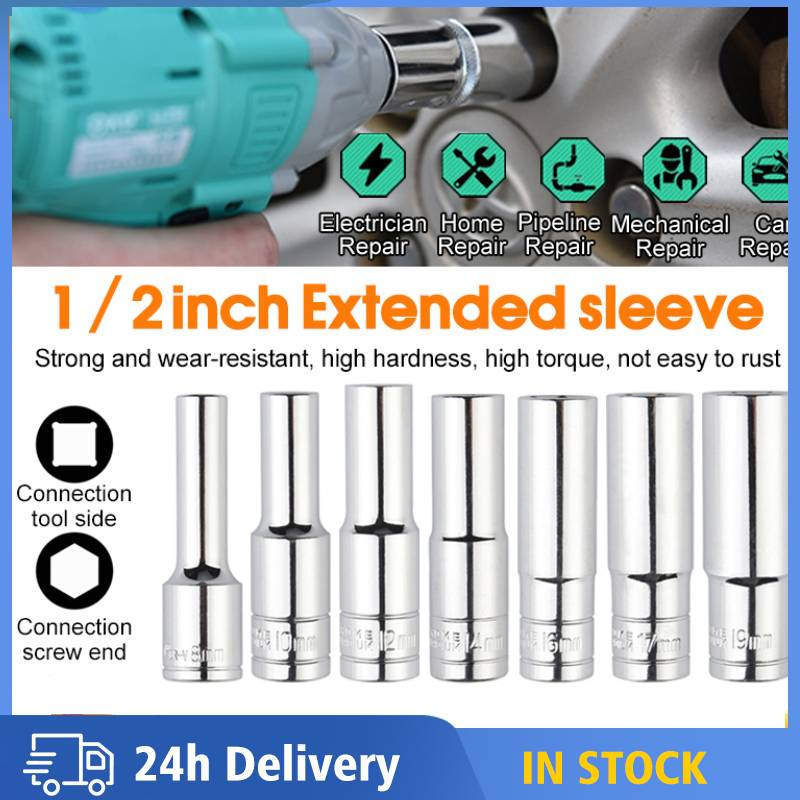 Portable 1/2 Inch Long Impact Socket CR-V Deep Long Socket 6 Point ...
