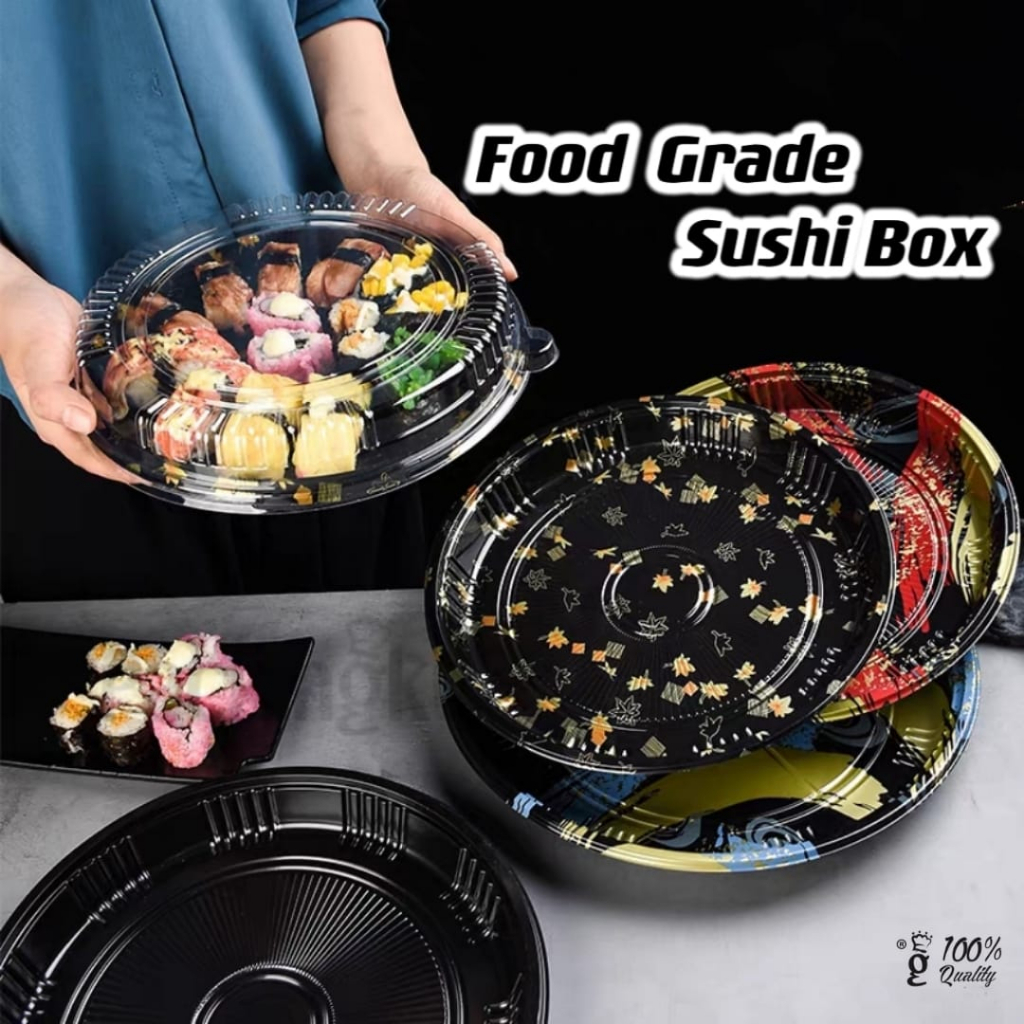 Black Sushi Trays with Lid - Disposable Sushi Packaging Box, Carry Out ...