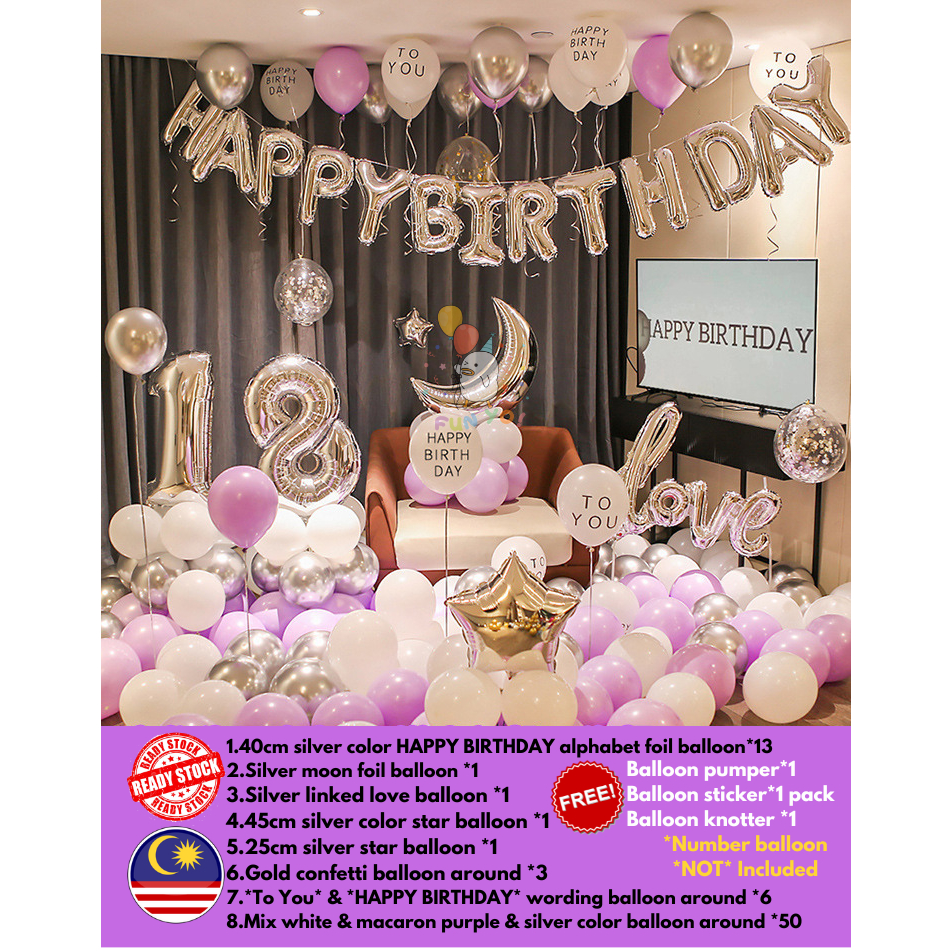 Happy Birthday Balloon All In One Set Party Decoration For Free Pump ...