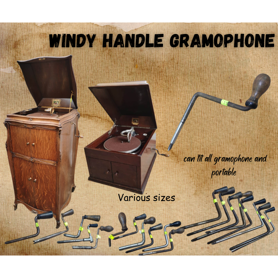 Antique Winding Handle Crank Gramophone Portable Phonograph HMV ...