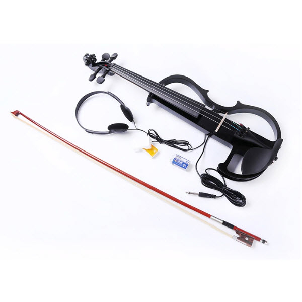 4/4 Full Size Student Silent Solid Wood Built-in Pickup Electric Violin ...