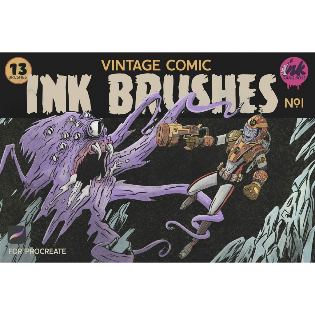 [P288] Procreate Vintage Comic Ink Brushes | Comic Book Vintage Pen ...