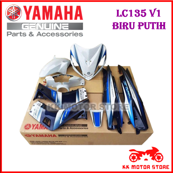 ( ORIGINAL HLY !!! ) COVER SET / BODY SET YAMAHA LC135 V1 BIRU PUTIH BLUE WHITE | Shopee Malaysia