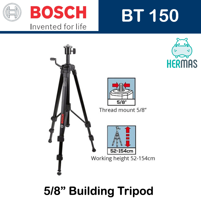 BOSCH BT150 PROFESSIONAL BUILDING TRIPOD 52-154CM ( 5/8" ) 0601096C80 ...