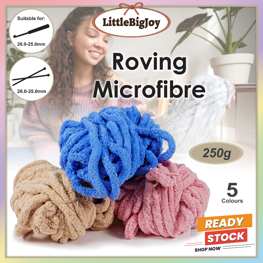 250g Roving Microfibre Finger Hand Arm Knitting Yarn Super Chunky Bulky ...
