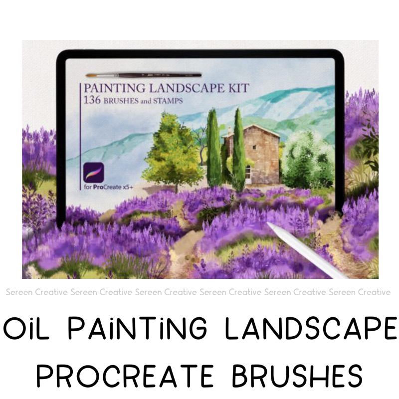 P520 Oil Painting Landscape Procreate Brushes Kit (Leaves, grasses ...