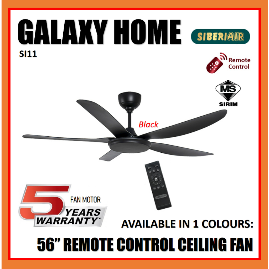 SIBERIAIR SI11 56" DC MOTOR REMOTE CONTROL CEILING FAN - MATT BLACK ...