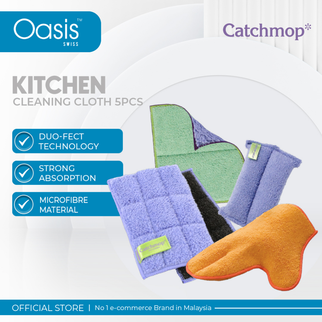Catchmop Kitchen Cleaning Cloth Microfiber Kitchen Towel Duo-Effect ...