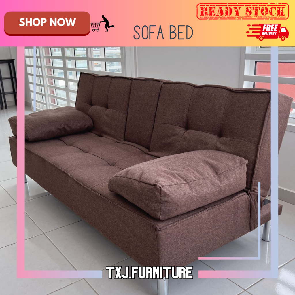 READY STOCK ️ TXJ FOLDABLE FABRIC SOFA BED 3 SEATER / KATIL SOFA LIPAT ...
