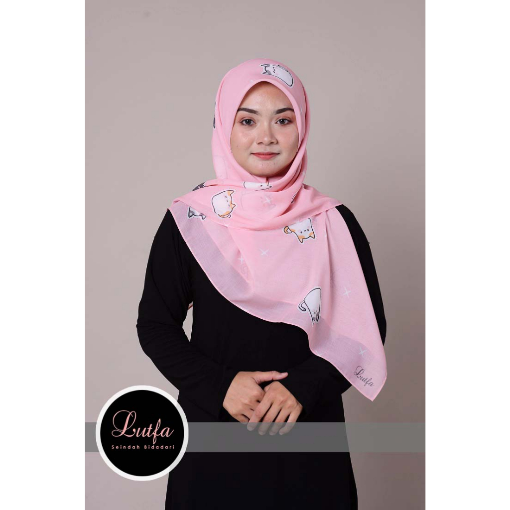 Kitty Pastel Pink Tudung Bawal Lutfa Premium Cotton Voile | Shopee Malaysia