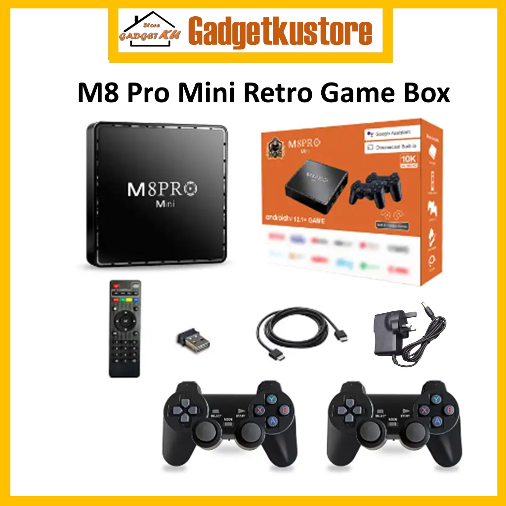 M8 Pro Mini Retro Games Box 64GB Android 12 Box With 10000 Classic Video Game 2.4G Wireless ...