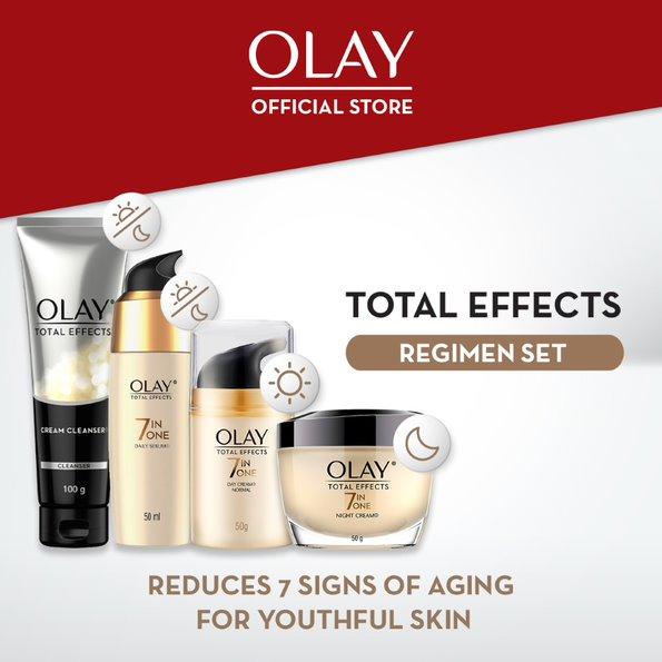 Olay Total Effects Full Regimen Bundle (Cleaner 100g + Serum 50ml + Day ...
