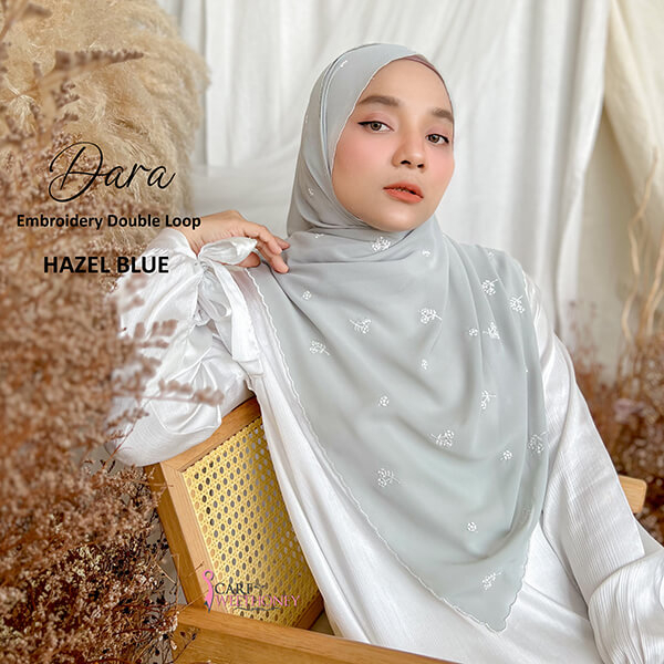 DARA Tudung Sulam Klasik Instant Shawl Chiffon Dua Muka Double Loop ...