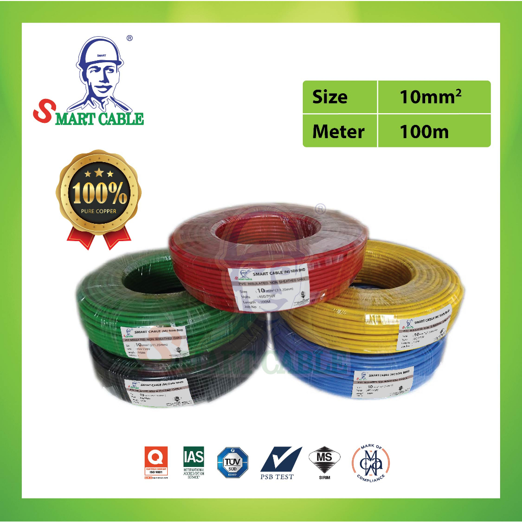 Ready Stock SMART PVC Insulated Cable 10mm ( Auto Control Cable / Made ...