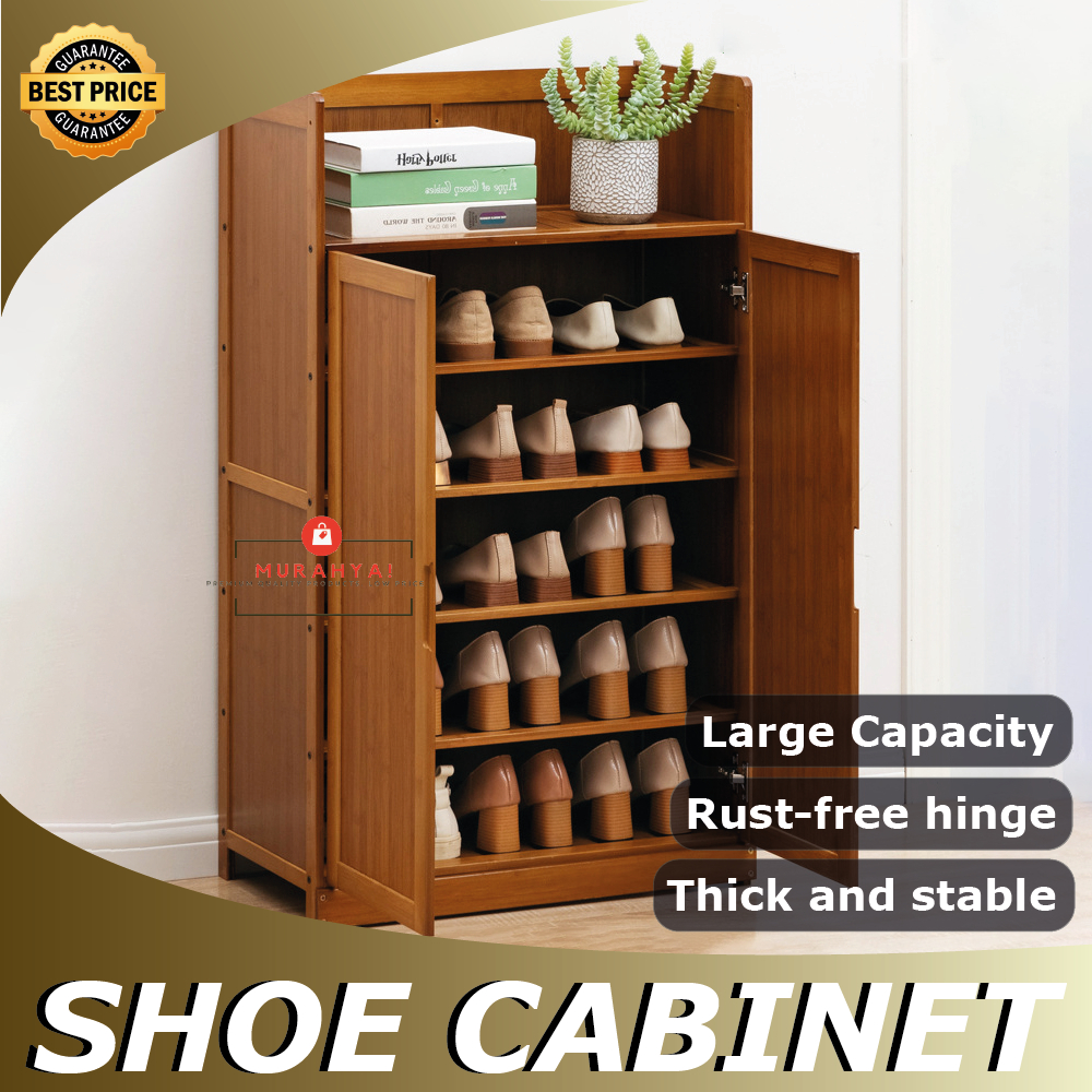 Rak kasut bertutup murah Shoe cabinet storage Rack with door Wooden ...