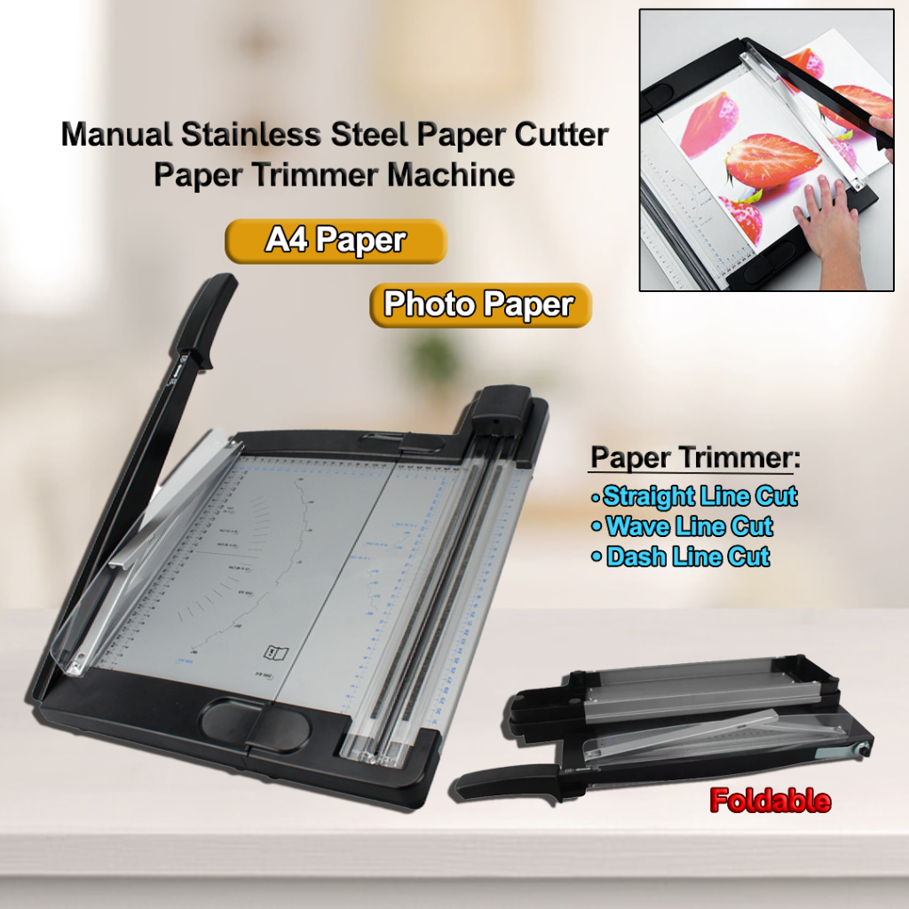 Stainless Steel Paper Cutter Machine With Size Markings And Foldable ...