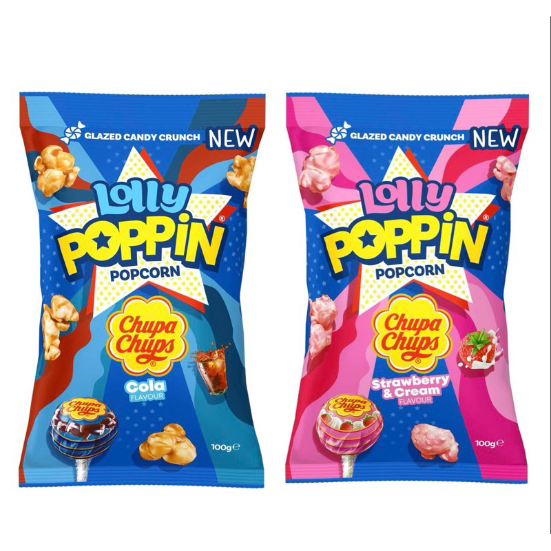 Poppin Popcorn Chupa Chups Cola/ Strawberry cream Flavour 100g | Shopee ...