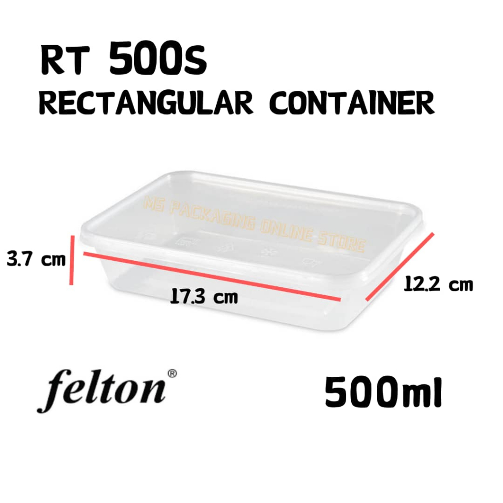 (500ml)Microwavable Rectangular Container RT500S(50set±) Disposable ...