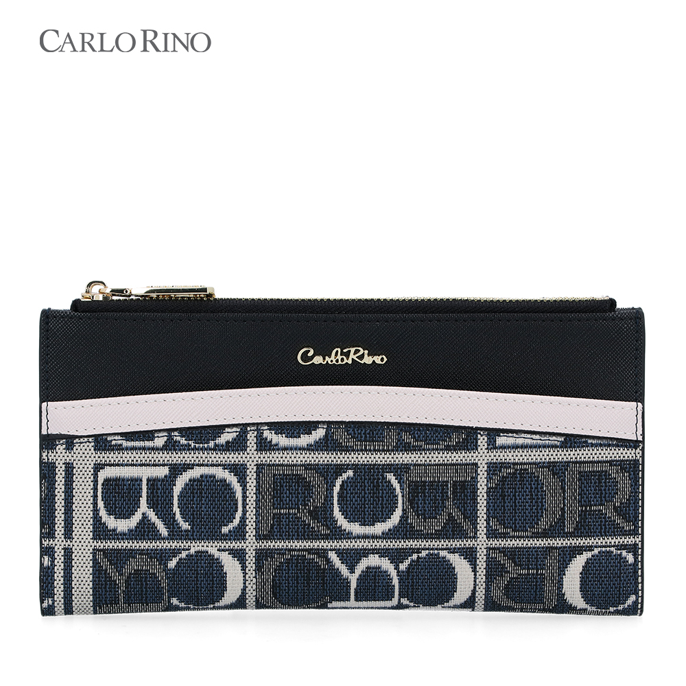 Carlo Rino Dark Blue Carlo GEO Jacquard 2-Fold Long Wallet | Shopee ...