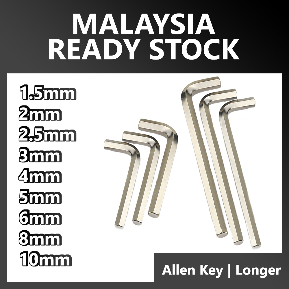 Allen Key 1 Piece Size 1 5mm 2mm 2 5mm 3mm 4mm 5mm 6mm 8mm 10mm Long