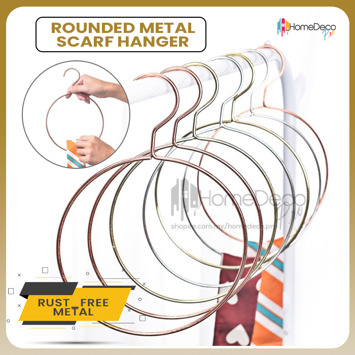 Heavy Duty Smooth Welding Round Clothes Hangers Metal Scarf Rack Closet ...