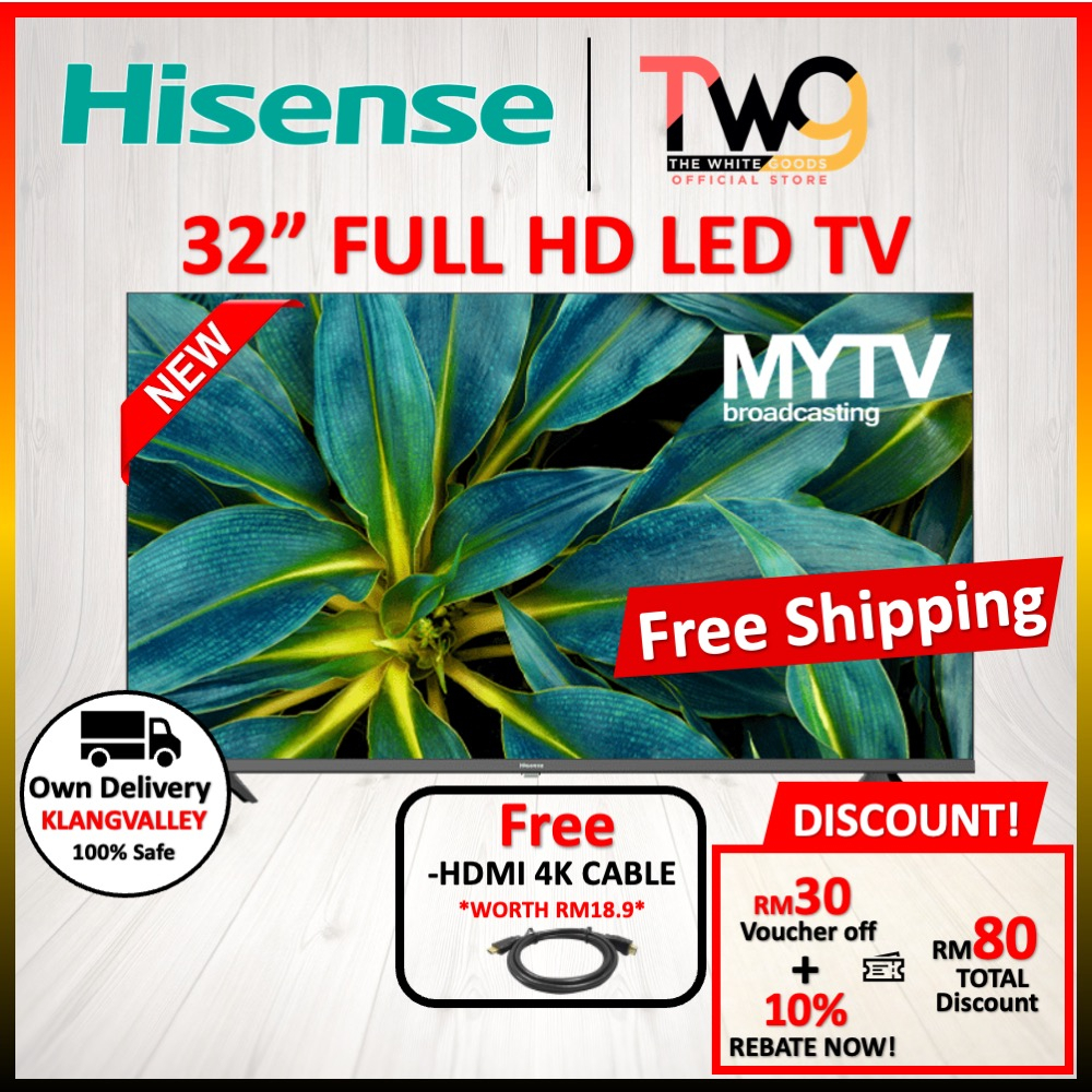 [RM30 OFF + GIFT] Hisense 32" Bezel-less HD Digital TV / Television ...