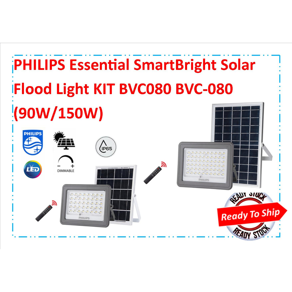 PHILIPS Essential SmartBright LED Solar Flood Light KIT BVC080 BVC-080 (90W/150W) | Shopee Malaysia