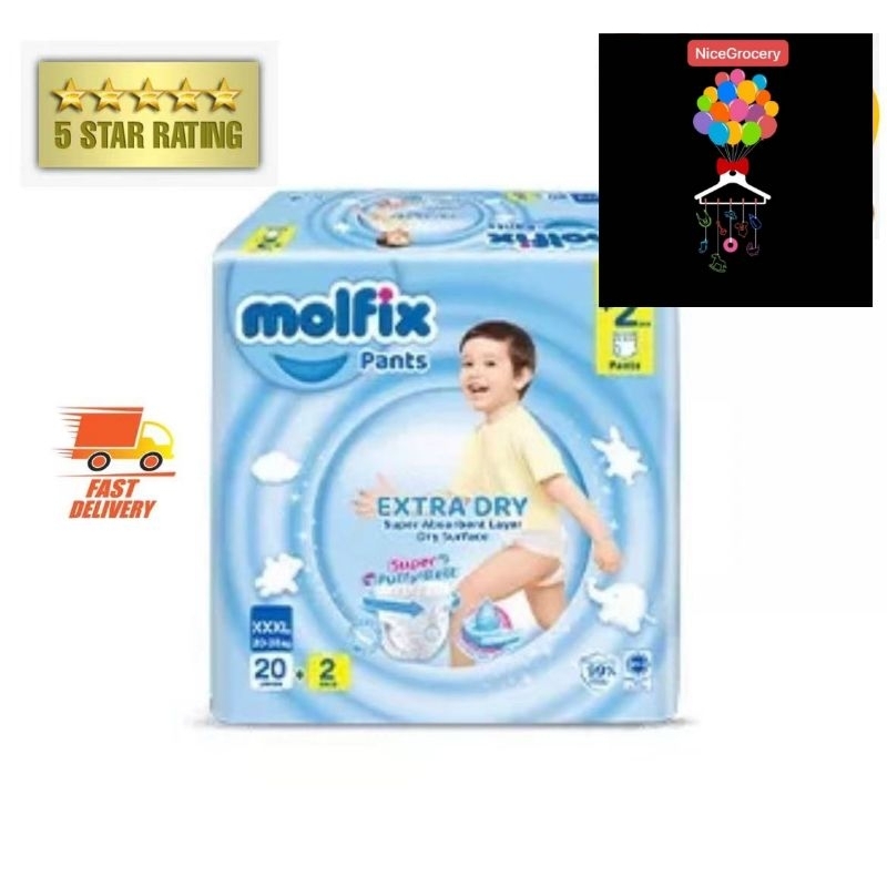 Molfix Extra Dry Pants (XXXL 20+2Pcs) | Shopee Malaysia