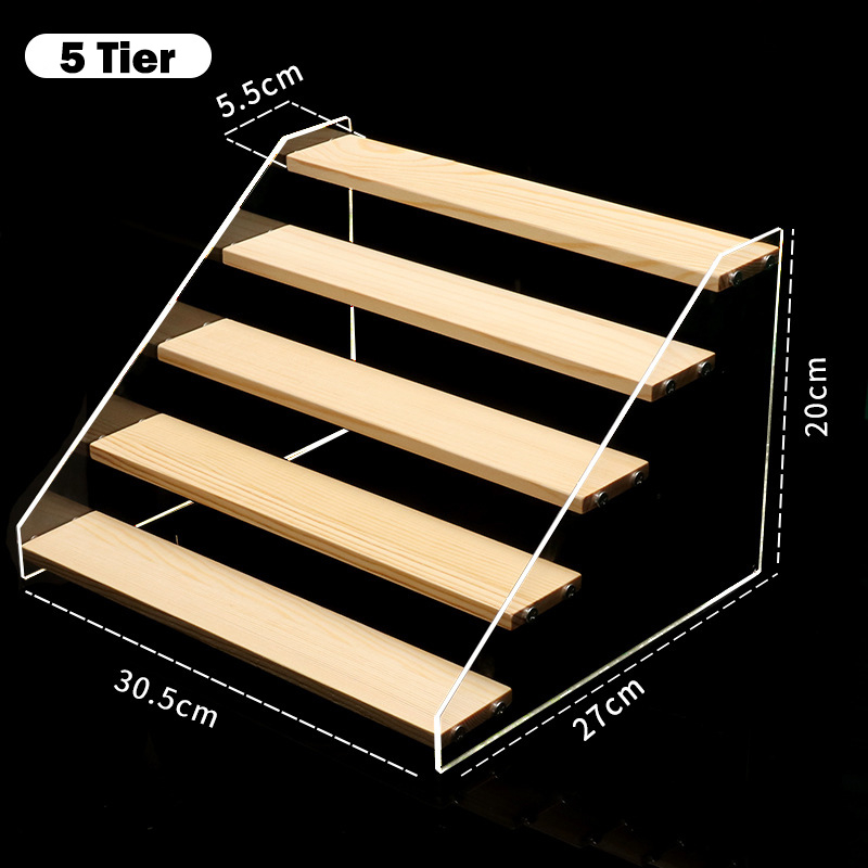 2/3/4/5 Tier Wooden Acrylic Display Stand Storage Organizer Ladder ...