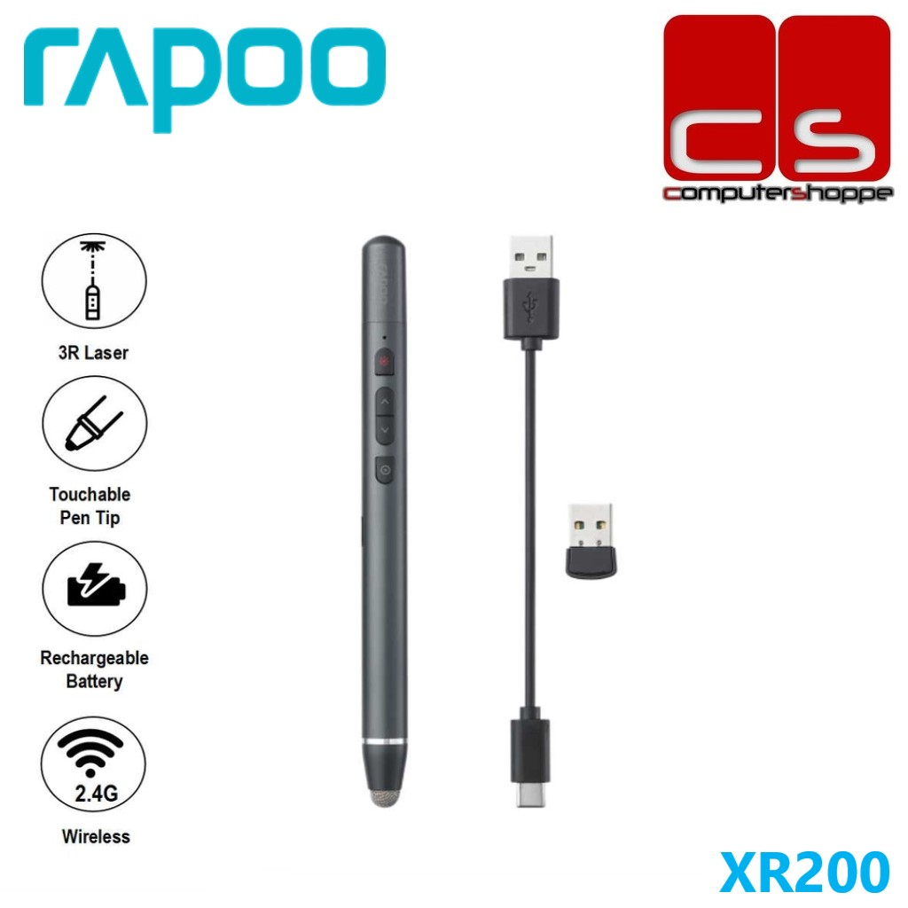 Rapoo XR200 Touchable Rechargeable 3R Laser Presenter Pen | Shopee Malaysia