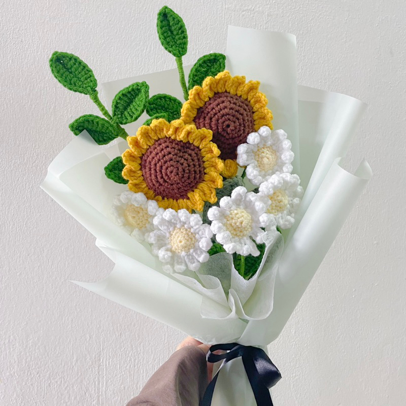 Customade Sunflower Daisy Crochet Flower Bouquet | Shopee Malaysia