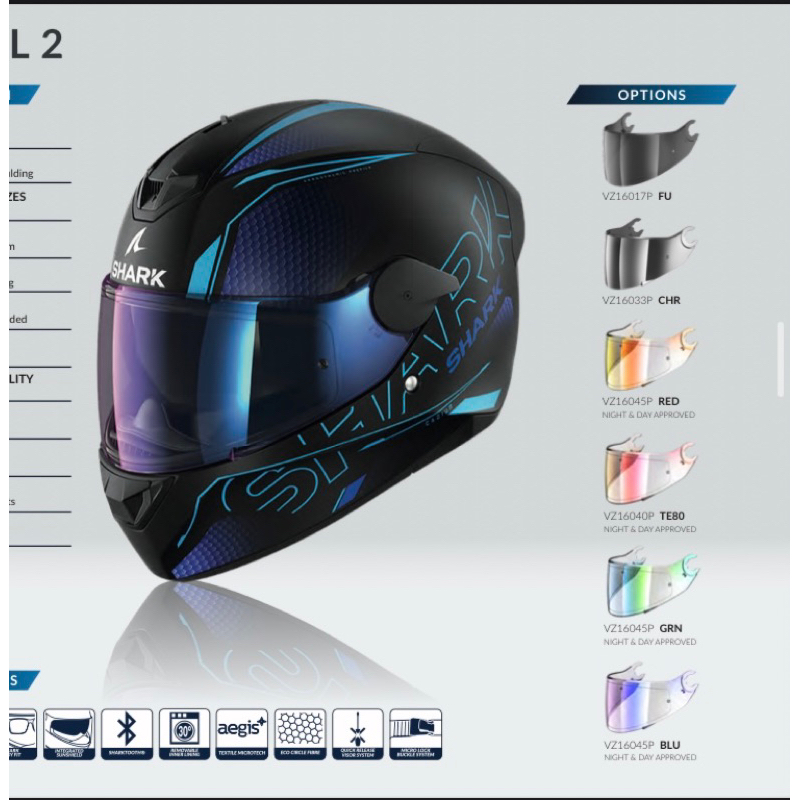 Original Shark Helmets Silver / Smoke / Color Visor Shark Skwal ...