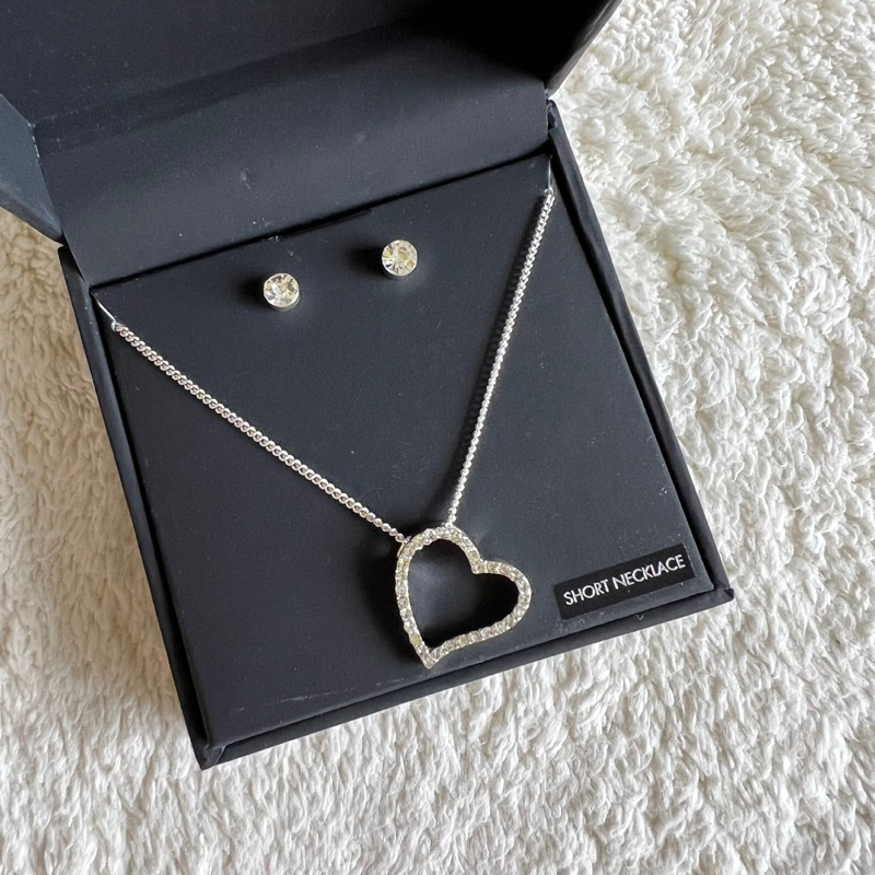 Lovisa Diamanté Heart Pendant Jewelry Set in Gift Box | Rantai Leher 项链 ...