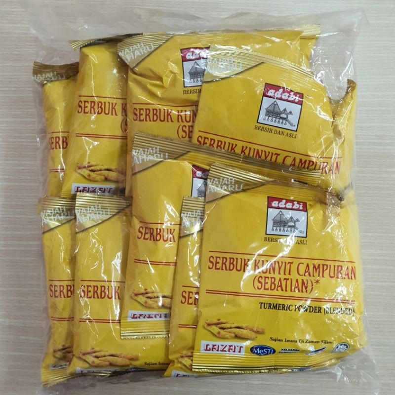 (100g x 10's) Adabi Serbuk Kunyit Campuran (Sebatian) Turmeric Powder ...