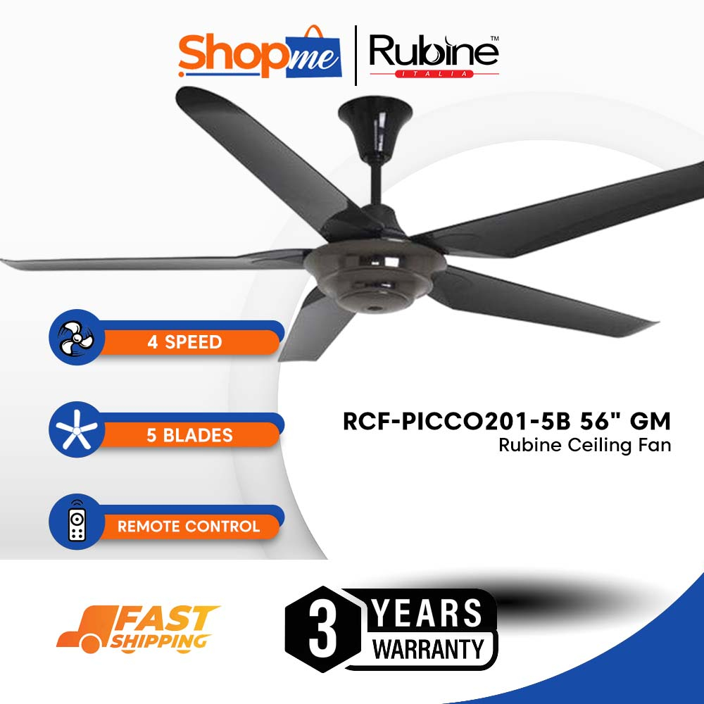 Rubine Ceiling Fan RCF-PICCO201-5B 56" GM - 2 Units | Shopee Malaysia