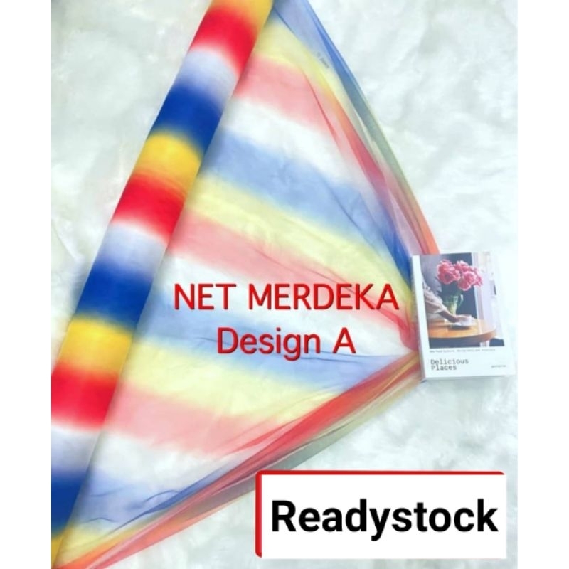 Kain Pasang Merdeka Theme 60" Tulle Net Fabric Jalur Gemilang Dress ...